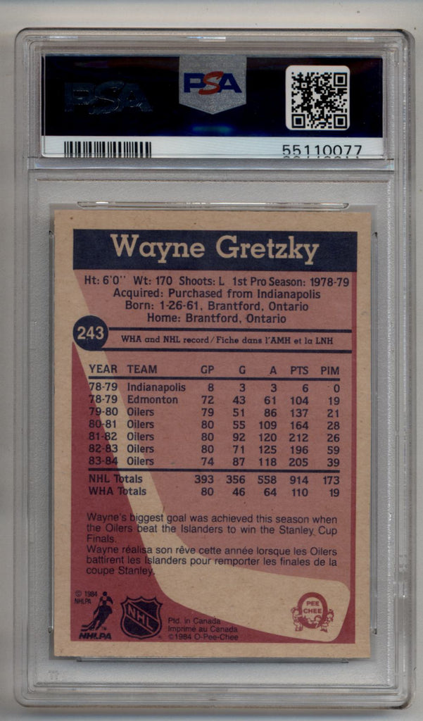 Wayne Gretzky 1984-85 O-Pee-Chee #243 PSA 9 Mint – Three Stars Sportscards