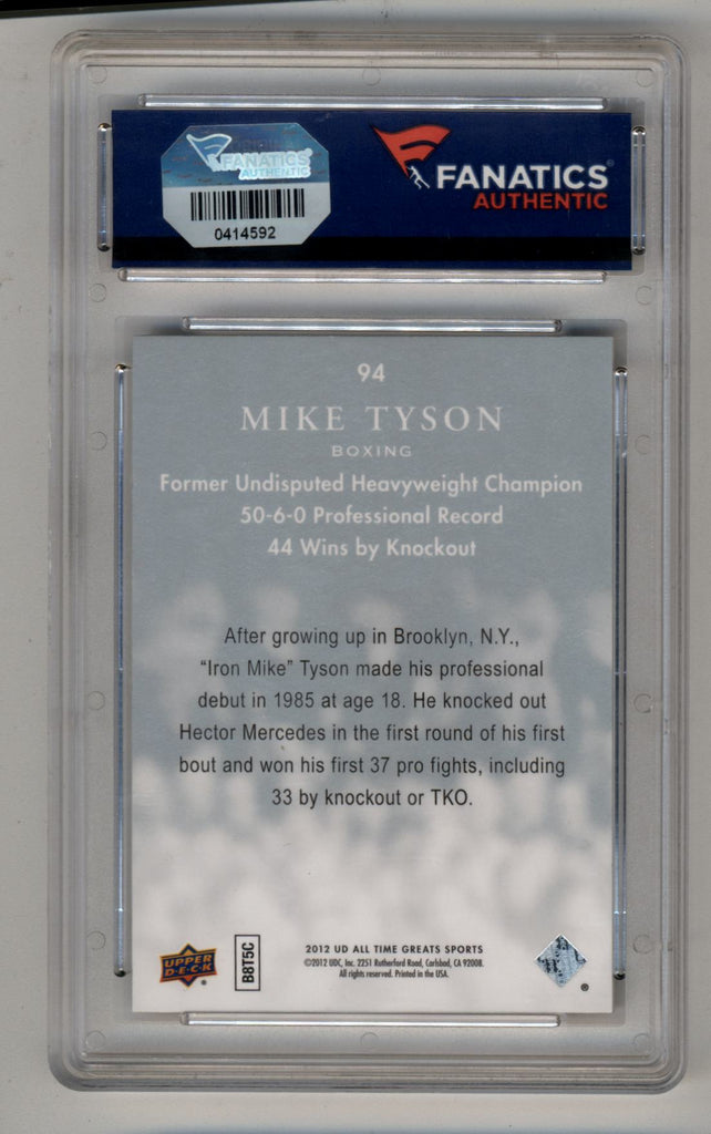 Mike Tyson 2012 Upper Deck Great Mike Tyson with Inscription Fanatics ...
