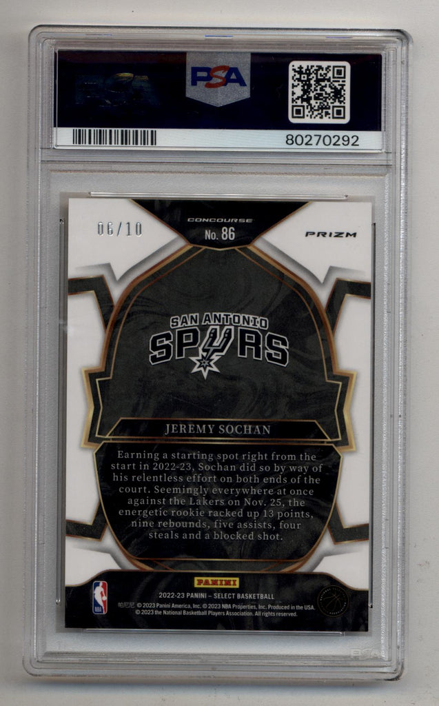 Jeremy Sochan 2022-23 Select Gold Cracked Ice 06/10 PSA 10 Gem Mint ...