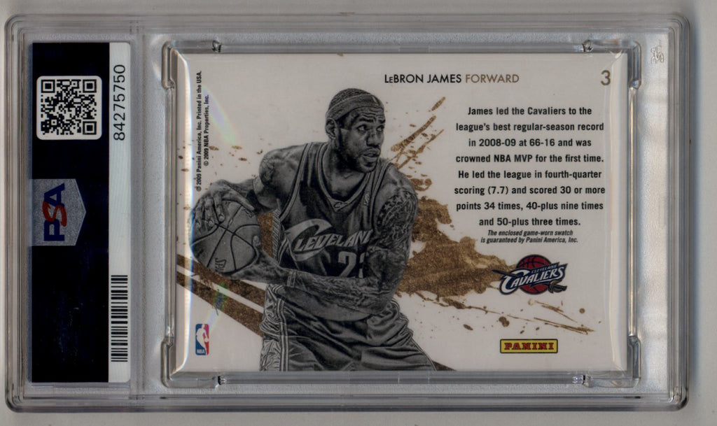 LeBron James 2009-10 Rookie and Stars Gold Stars Material #3 PSA 10 Ge ...
