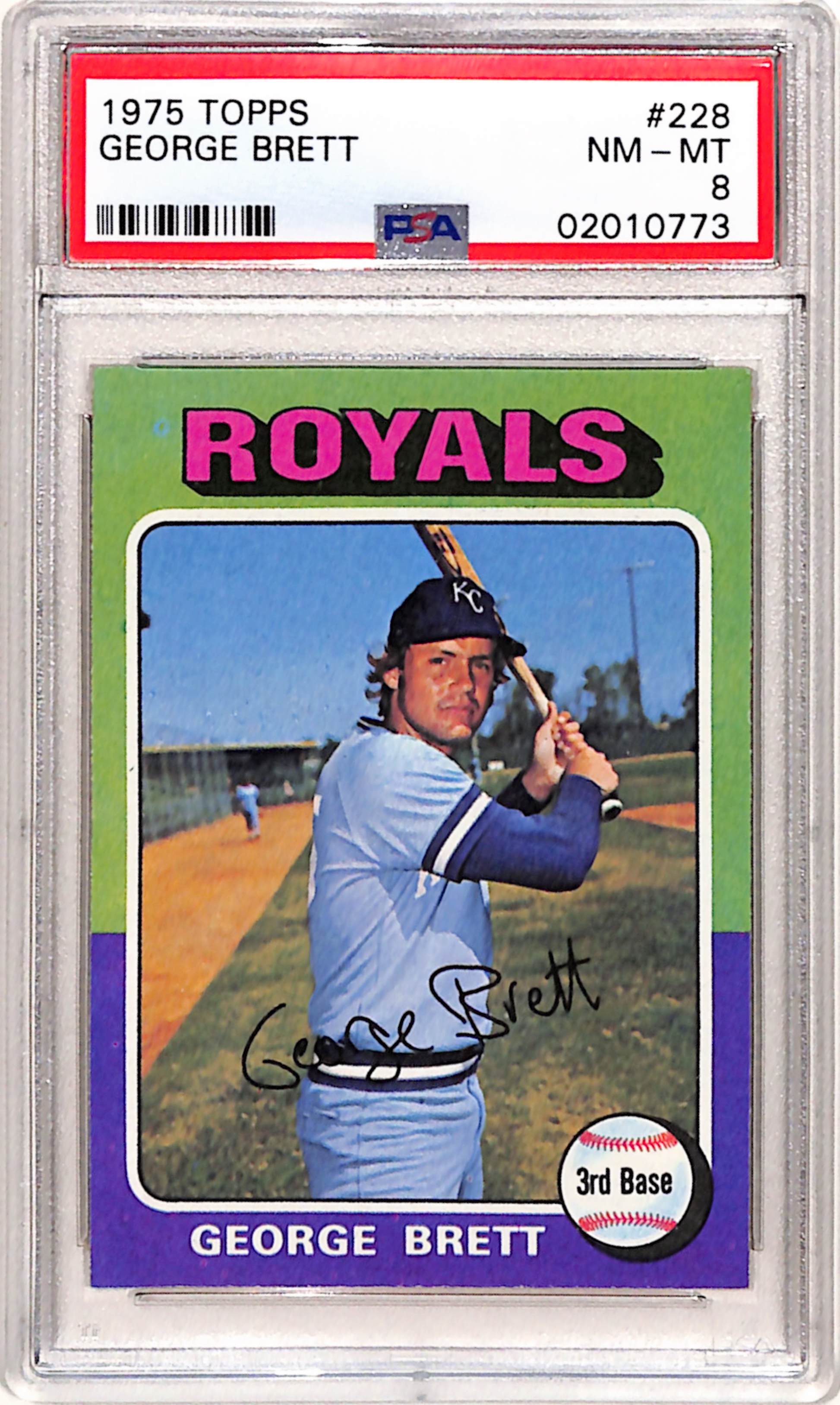 George Brett 1975 Topps Rookie #228 PSA 8 Nm-Mint – Three Stars Sportscards