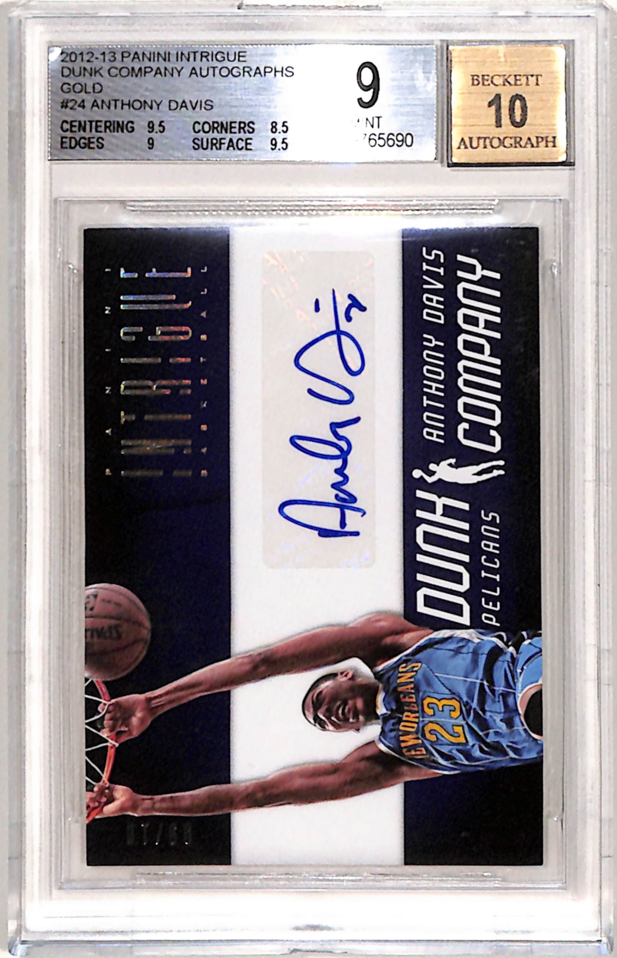 Anthony Davis 2012 Panini Intrigue Dunk Company Gold Auto #9/10 BGS 9 ...