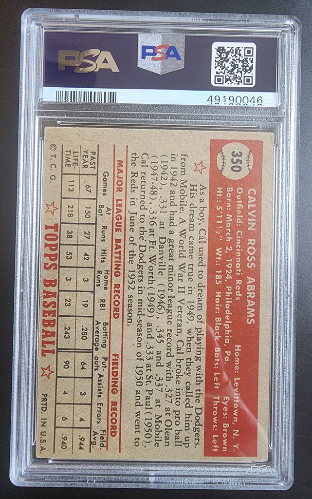 Cal Abrams 1952 Topps #350 PSA 5 – Three Stars Sportscards