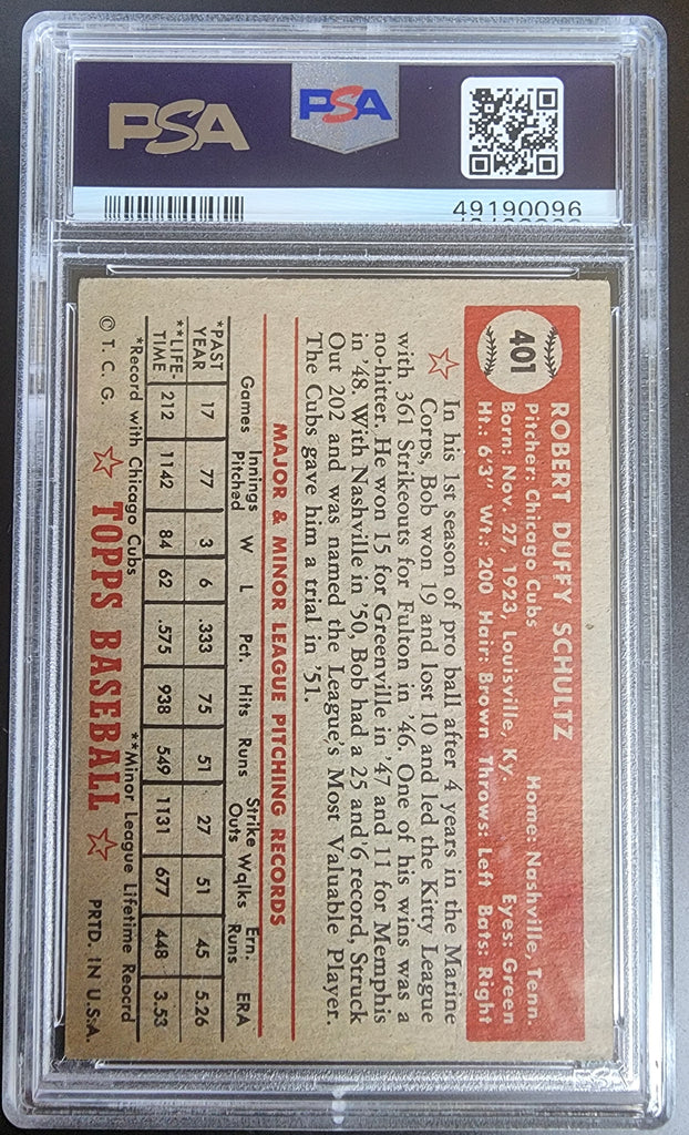 Bob Schultz 1952 Topps #401 PSA 5 – Three Stars Sportscards