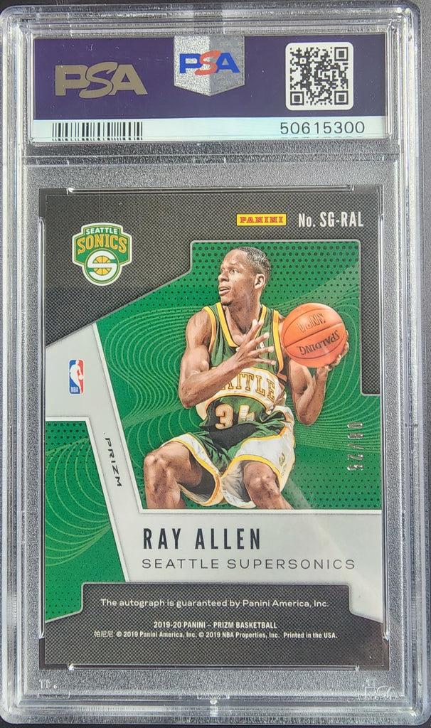 Ray Allen 2019 Prizm Sensational Signatures Green Shimmer Auto PSA 10 ...