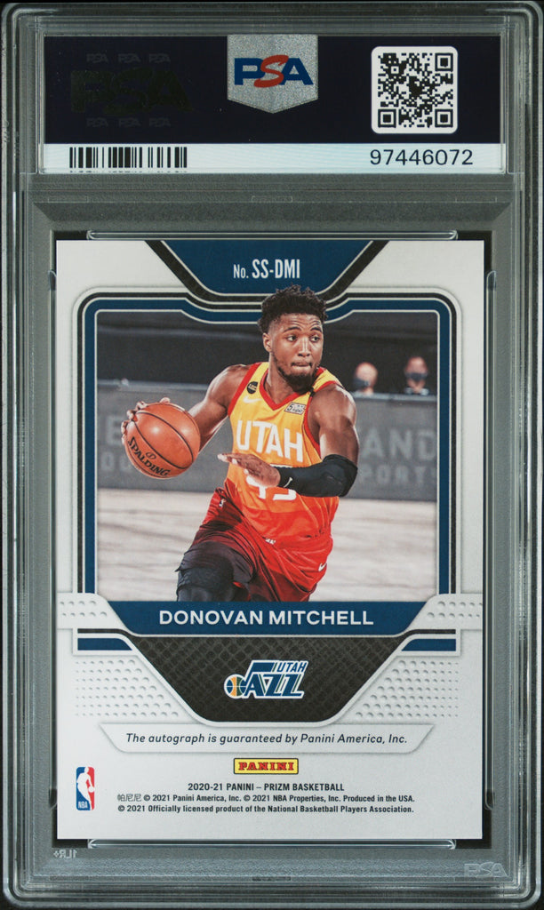 Donovan Mitchell 2020 Panini Prizm Sensational Signatures PSA 9 Auto 9 ...