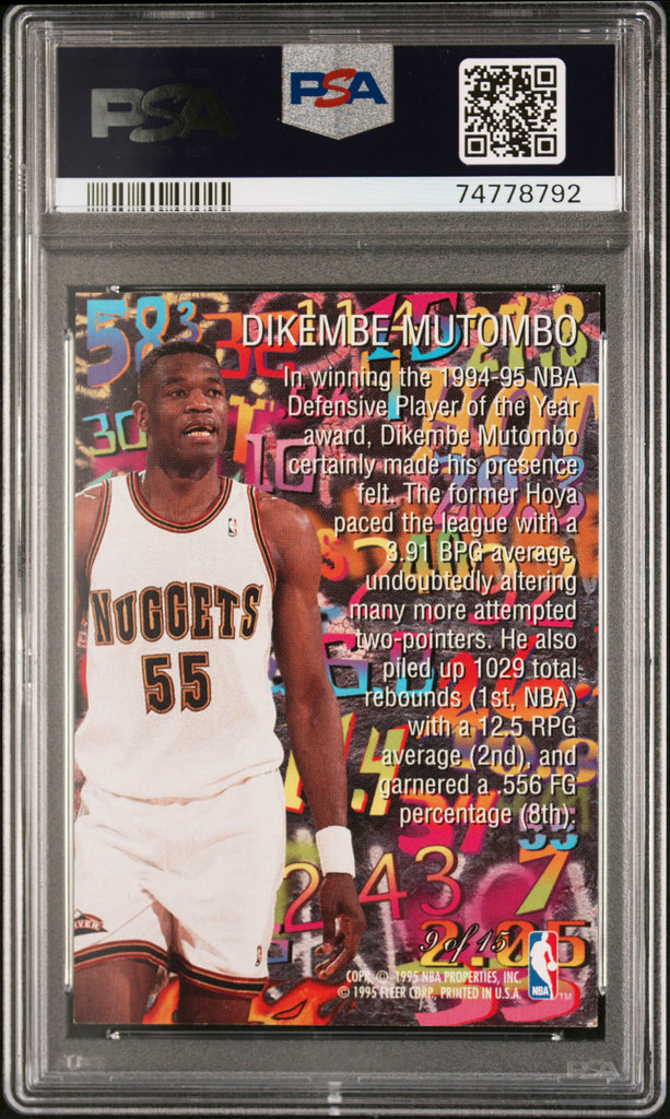 Dikembe Mutumbo 1995 Flair Hot Numbers #9 PSA 9 Mint – Three Stars ...
