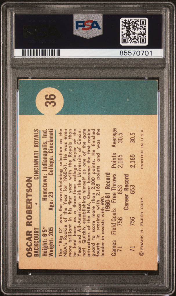 Oscar Robertson 1961 Fleer #36 PSA Authentic – Three Stars Sportscards