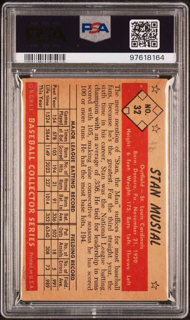 Stan Musial 1953 Bowman Color #32 PSA 1 MK Poor – Three Stars Sportscards