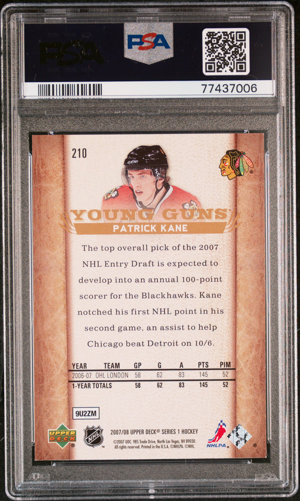 Patrick Kane 2007 Upper Deck #210 Rookie PSA 8 Nm-Mint – Three Stars ...
