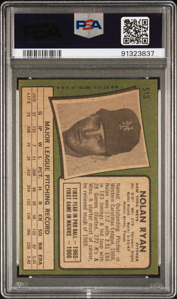 Nolan Ryan 1971 Topps #513 PSA 6 EX-Mint – Three Stars Sportscards