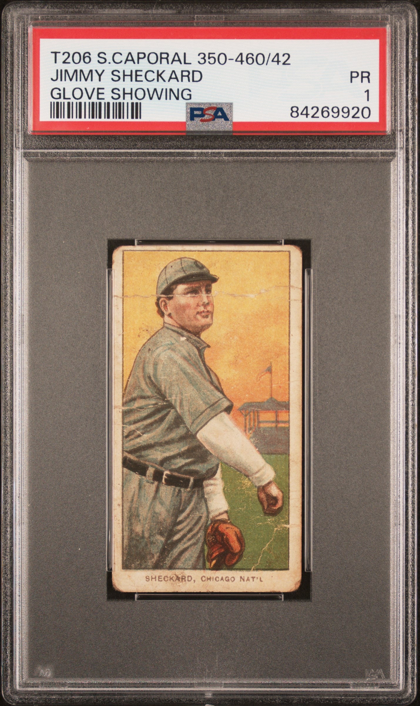 Jimmy Sheckard 1909-11 T206 Sweet Caporal 350-460/42 Glove Showing PSA ...