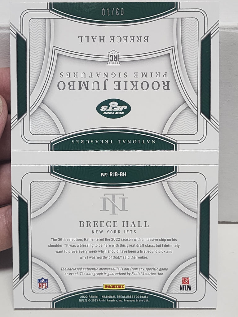 Breece Hall 2022 Panini National Treasures Rookie Jumbo Prime Signatur ...