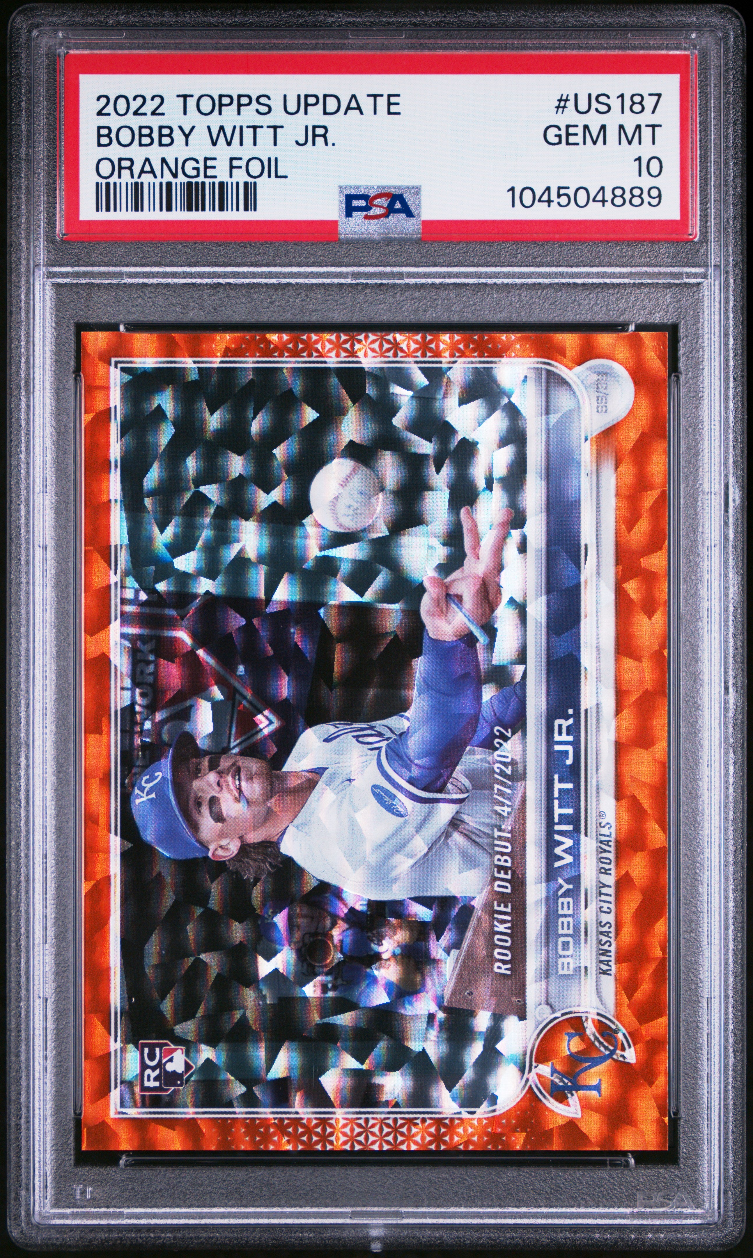 Bobby Witt Jr. 2022 Topps Update #US187 Orange Foil #15/299 PSA 10 Gem ...