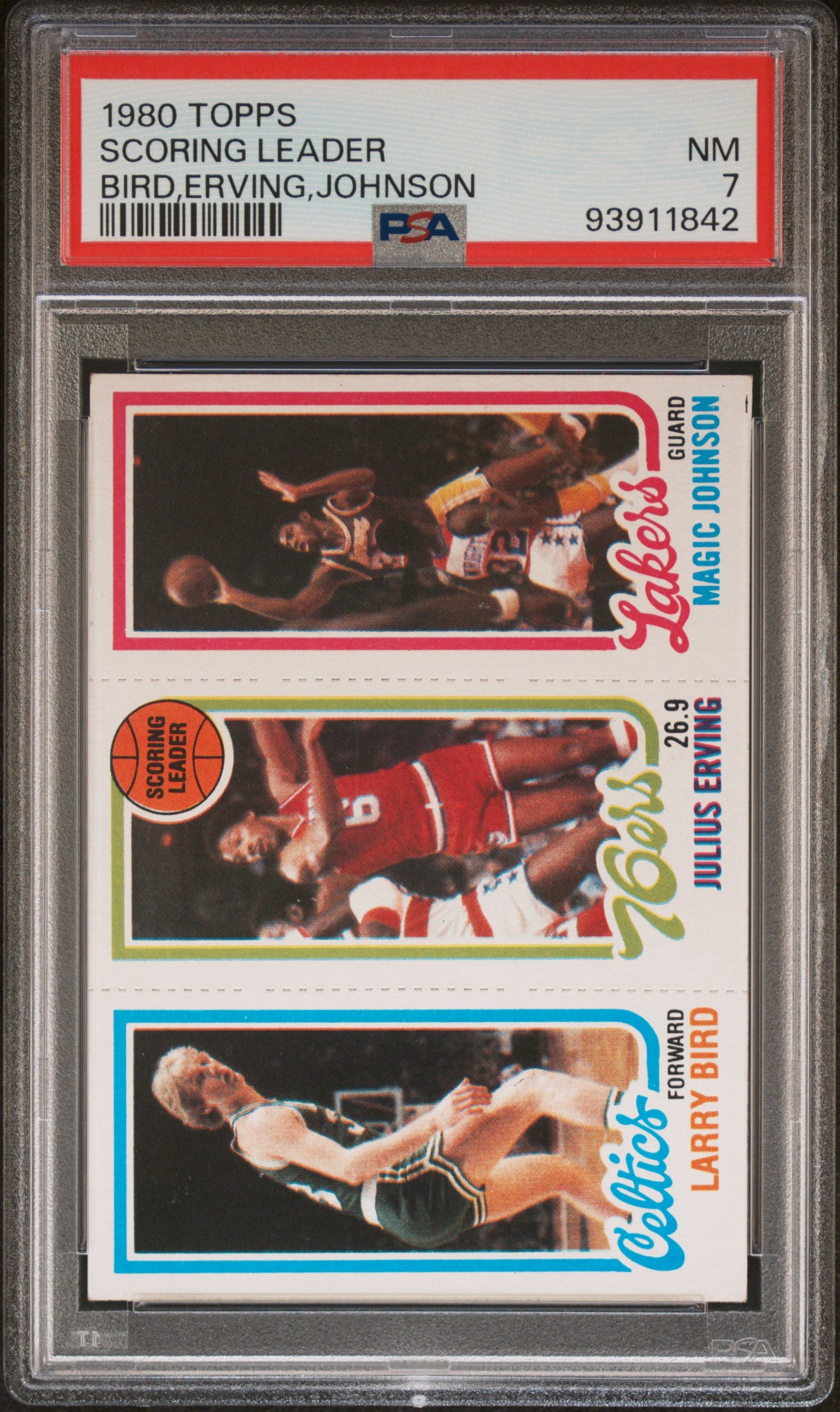 Larry Bird + Magic Johnson + Julius Erving 1980 Topps Rookie PSA 7 Nea ...