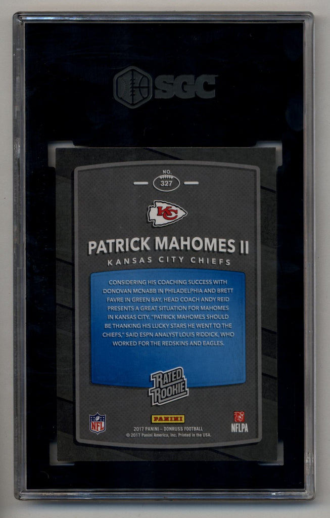 Patrick Mahomes 2017 Donruss Rookie #327 SGC 9 Mint – Three Stars ...