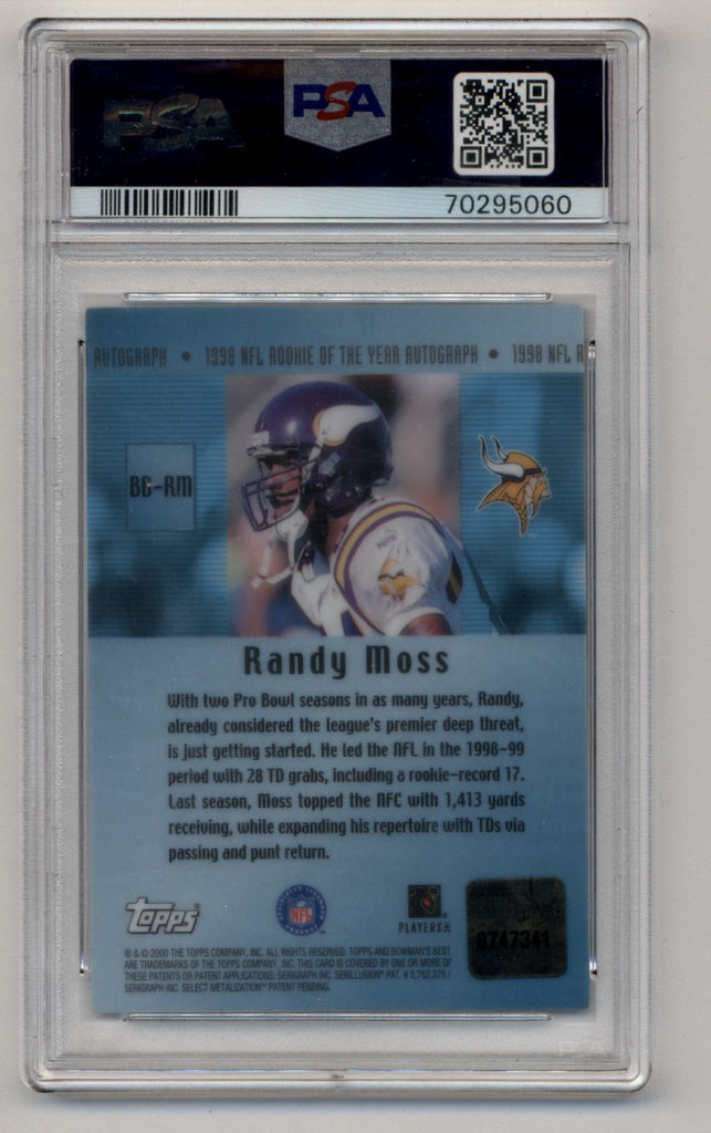 Randy Moss 2000 Bowman's Best Certified Auto PSA 9 Mint Auto 10 – Three ...