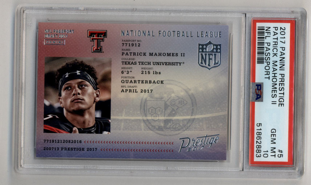 Patrick Mahomes 2017 Prestige NFL Passport #5 PSA 10 Gem Mint – Three ...