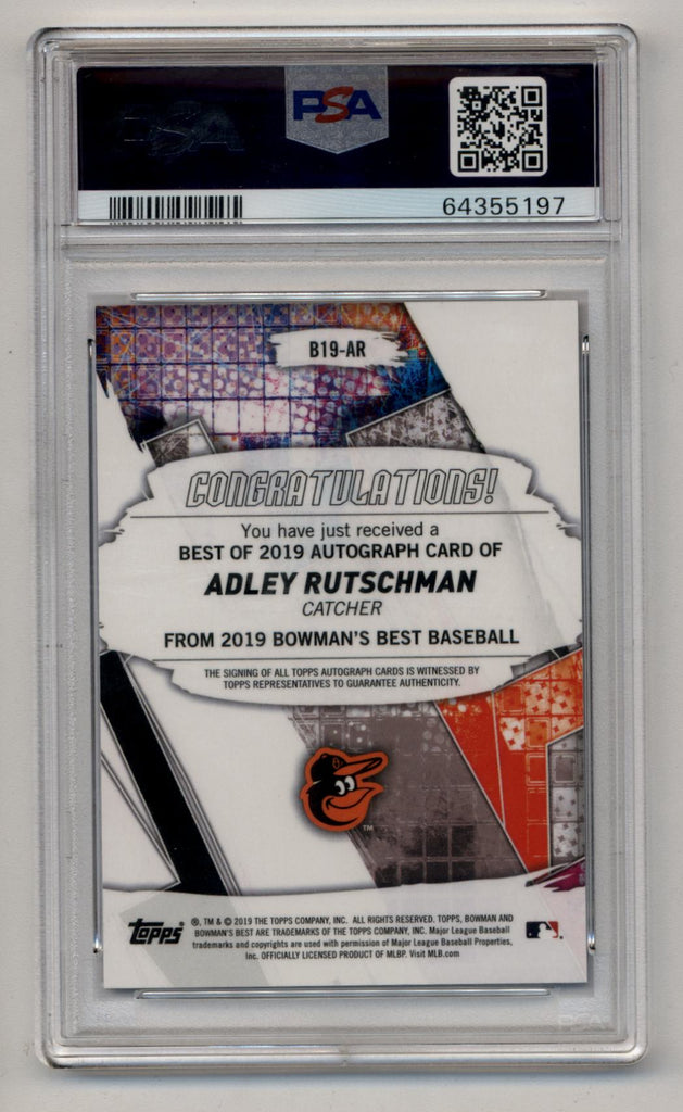 Adley Rutschman 2019 Bowman's Best Blue Refractor Auto 129/150 PSA 10 ...