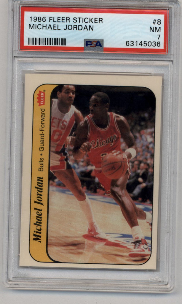Michael Jordan 1986-87 Fleer Sticker #8 PSA 7 Near Mint 5036 – Three ...