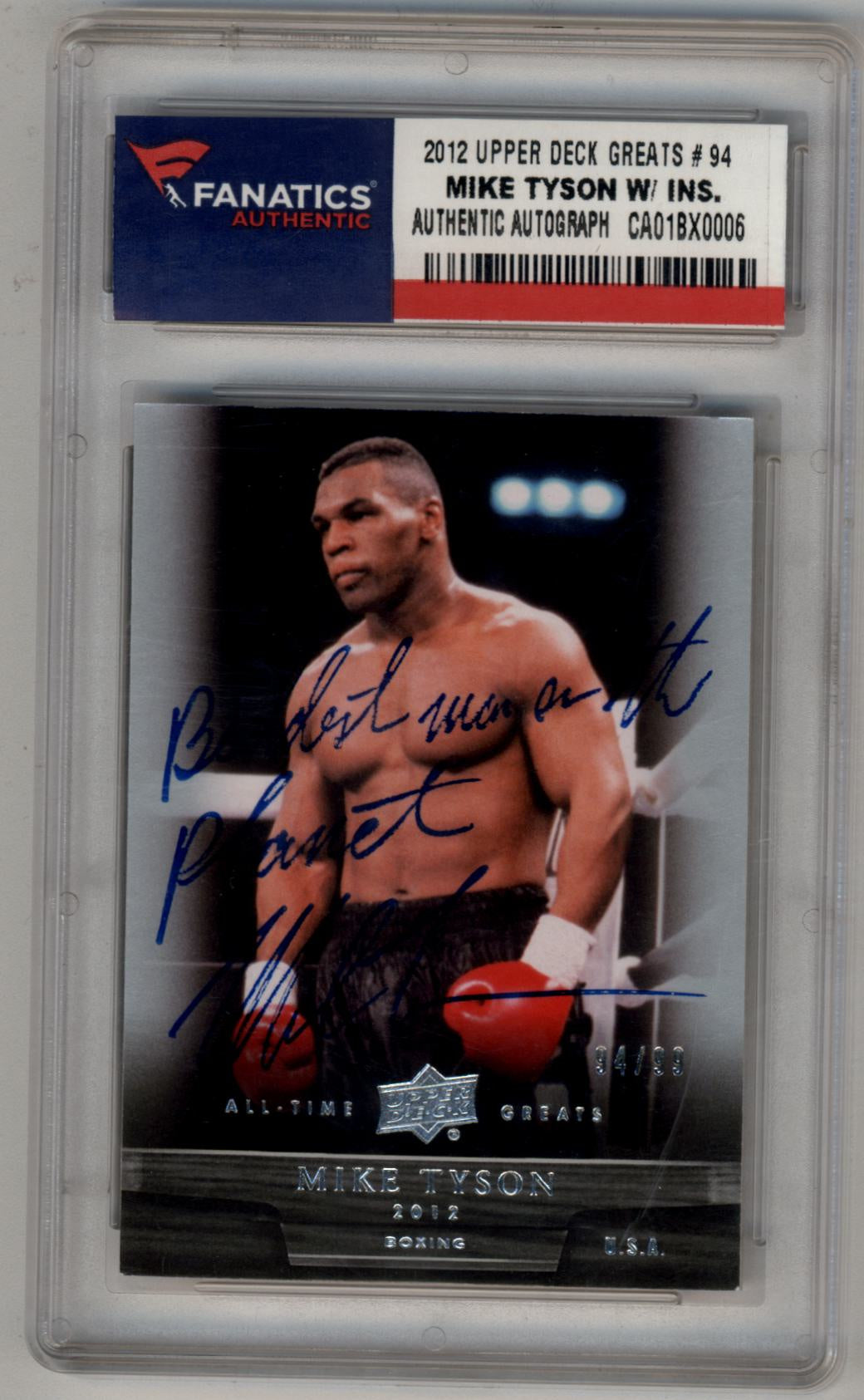 Mike Tyson 2012 Upper Deck Great Mike Tyson with Inscription Fanatics ...