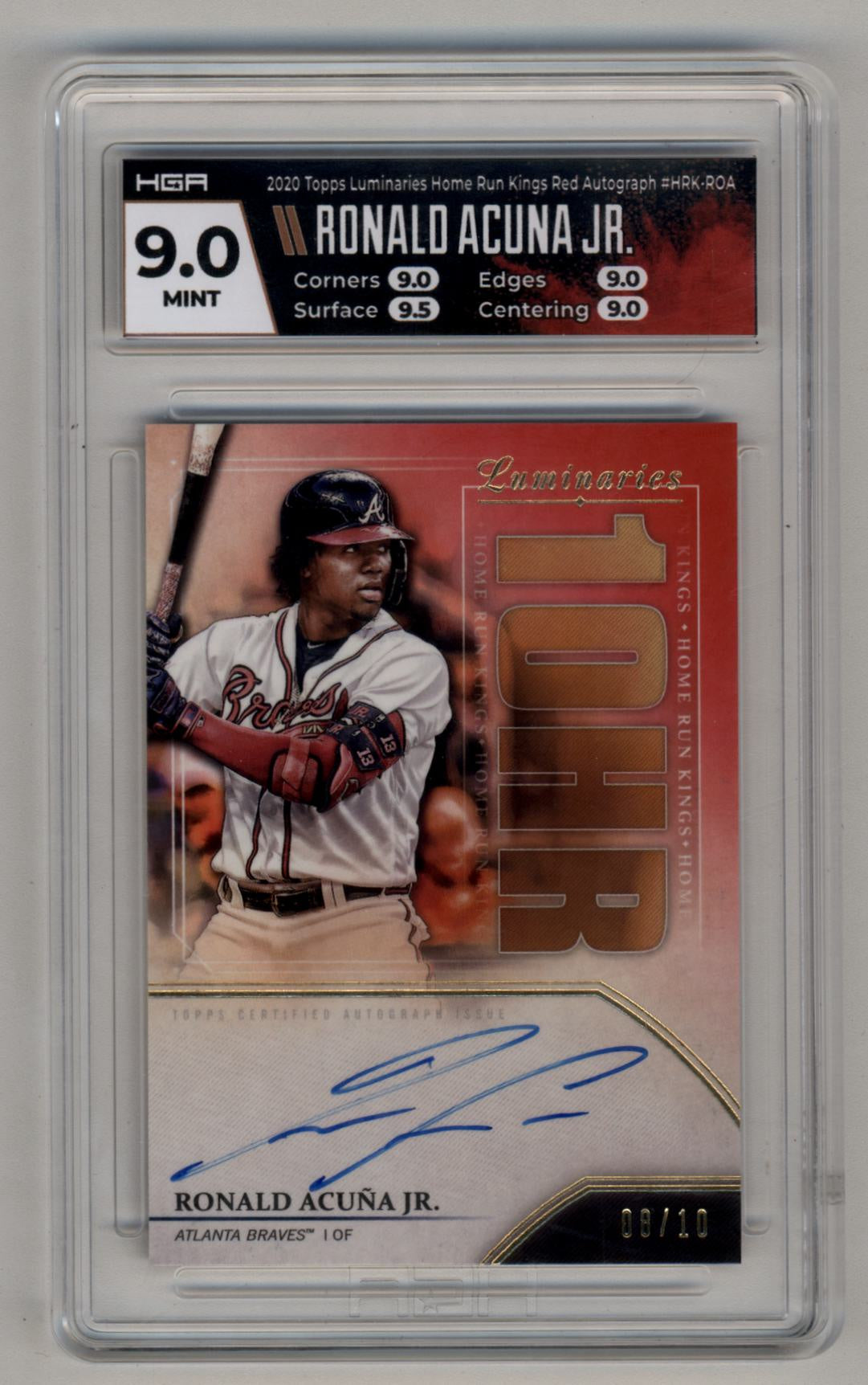 Ronald Acuna Jr 2020 Luminaries Home Run Kings Red Auto 08/10 HGA 9 Mi ...