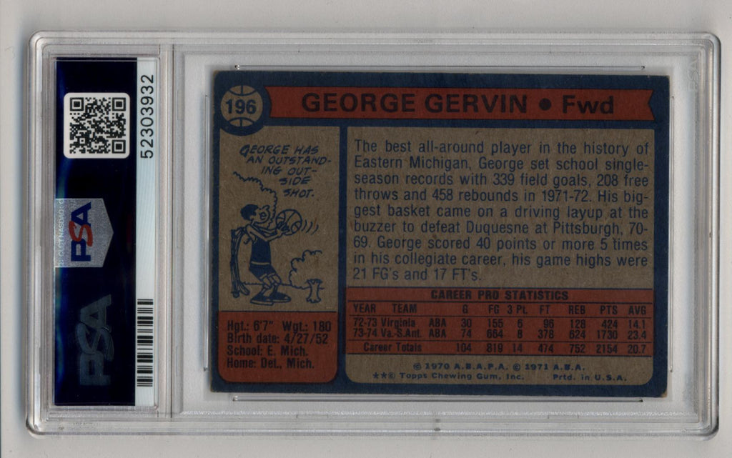 George Gervin 1974-75 Topps #196 Rookie PSA/DNA Certified Auto – Three ...